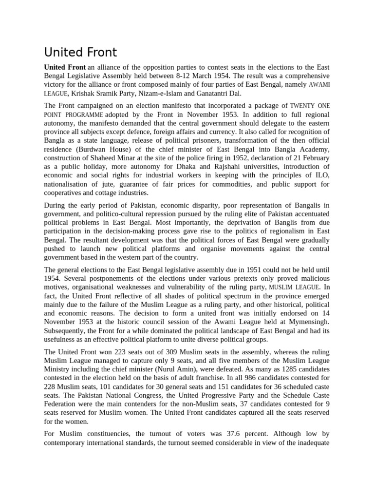 United Front's 21-Point Election Agenda | PDF