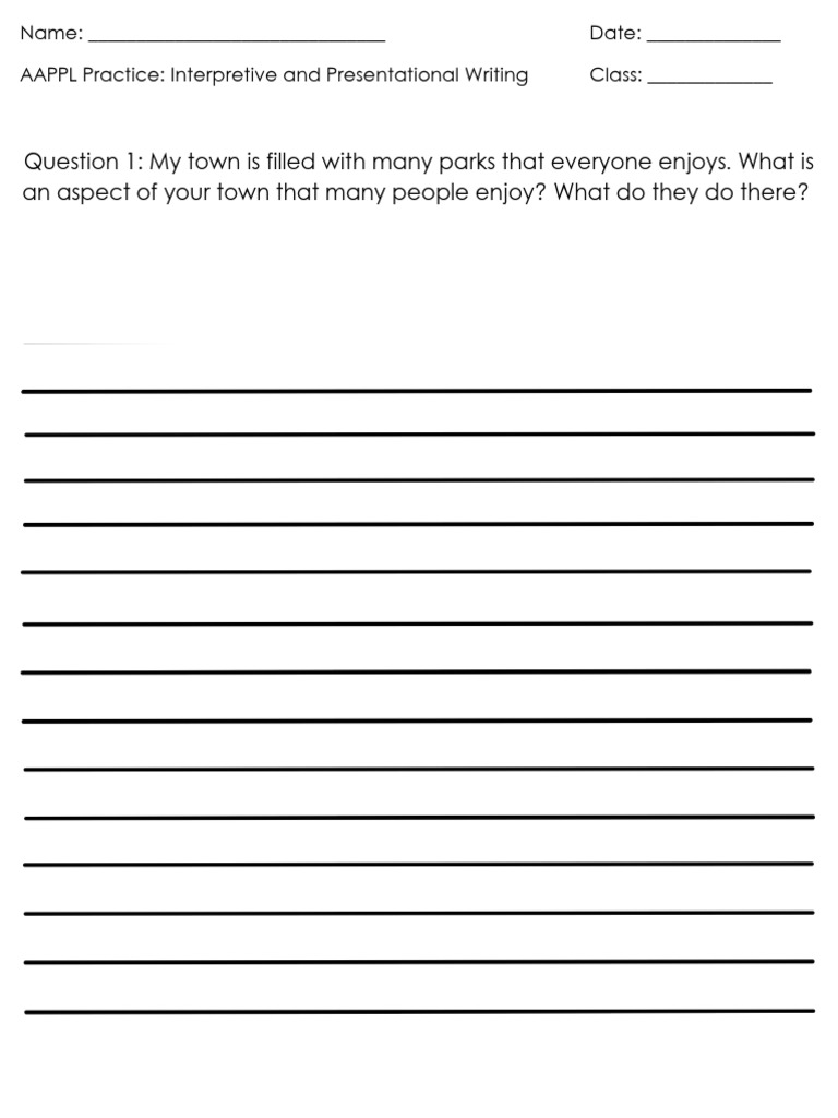 7 - AAPPL Presentational Writing Practice - Novice - Intermediate Low | PDF