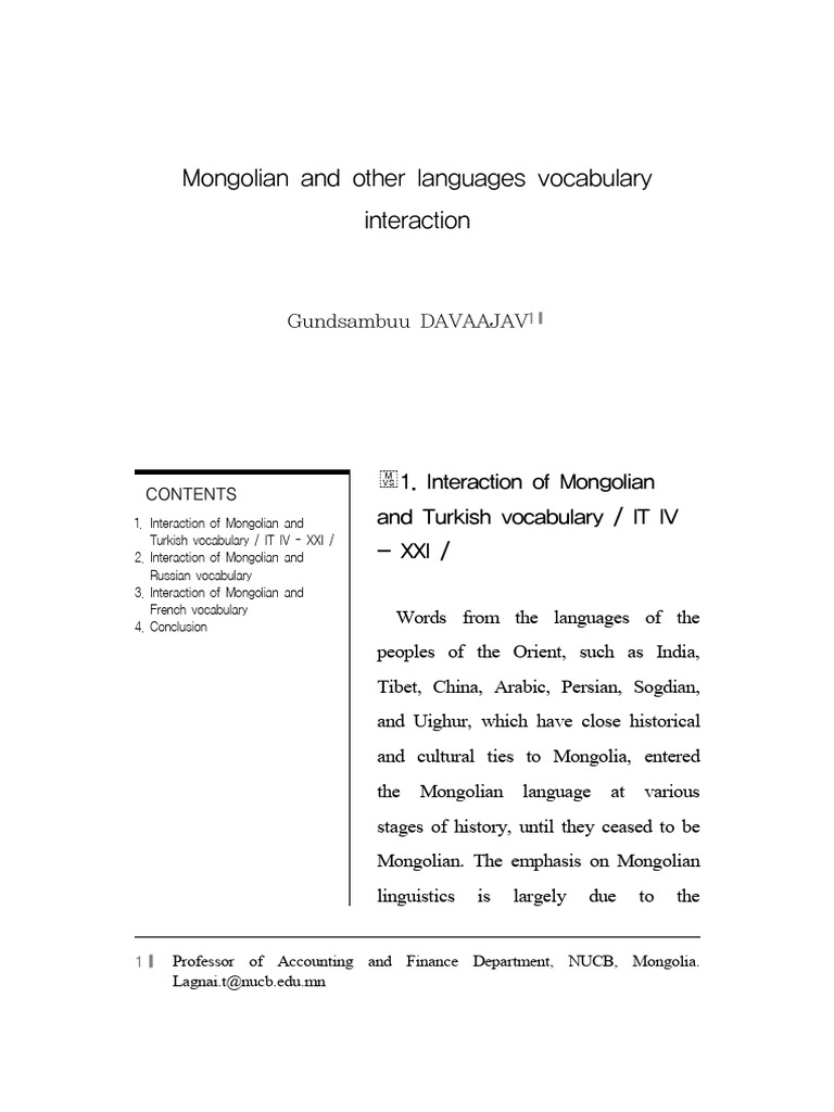 Mongolian and Other Languages | PDF | Mongols | Mongolia