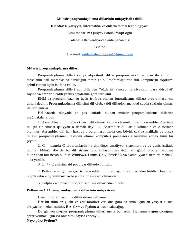 Tezis Nümunəsi | PDF