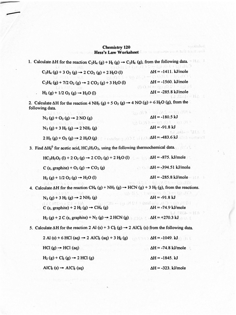 Enthalpies SND Hess's Law | PDF