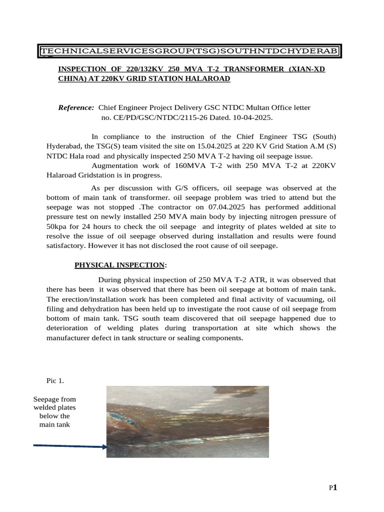 Jhimpir-I CT Inspection Report | PDF