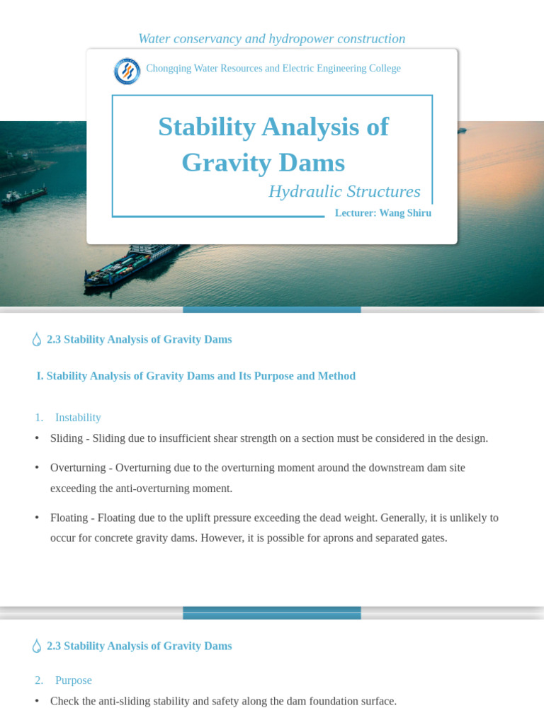 2.3 Stablity Analysis of Gravity Dams | PDF | Dam | Force