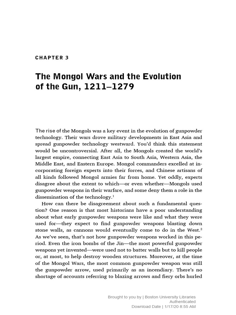 Chapter 3 The Mongol Wars and The Evolution of The Gun 12111279 2017 ...