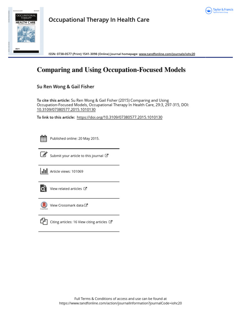 Comparing Occupation-Focused Models | PDF | Occupational Therapy ...