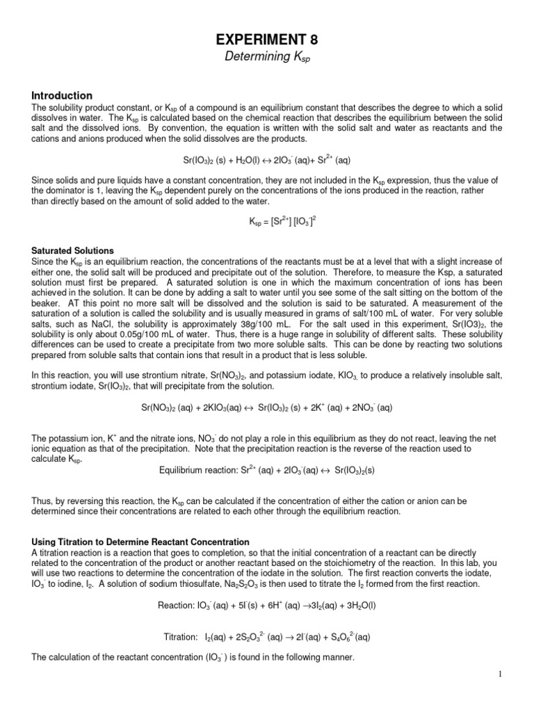 CHM 114 Exp 8 | PDF | Salt (Chemistry) | Solubility