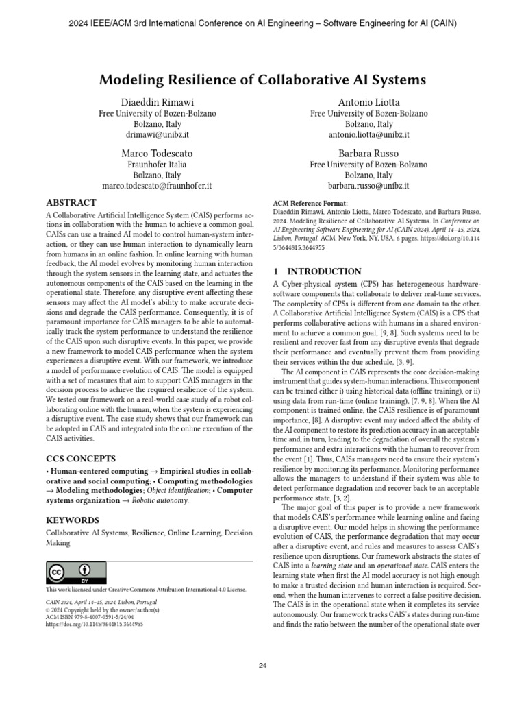 Resilience Modeling for Collaborative AI Systems | PDF | Artificial ...