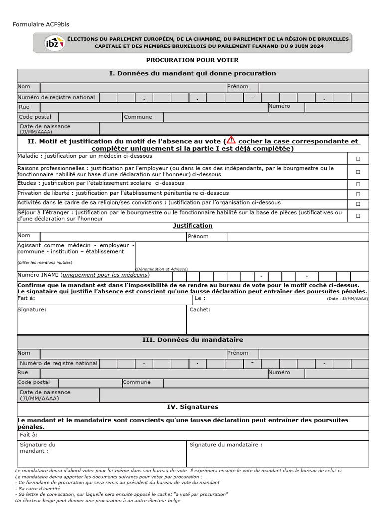 Formulaire de procuration pour voter | PDF | Vote | Gouvernement