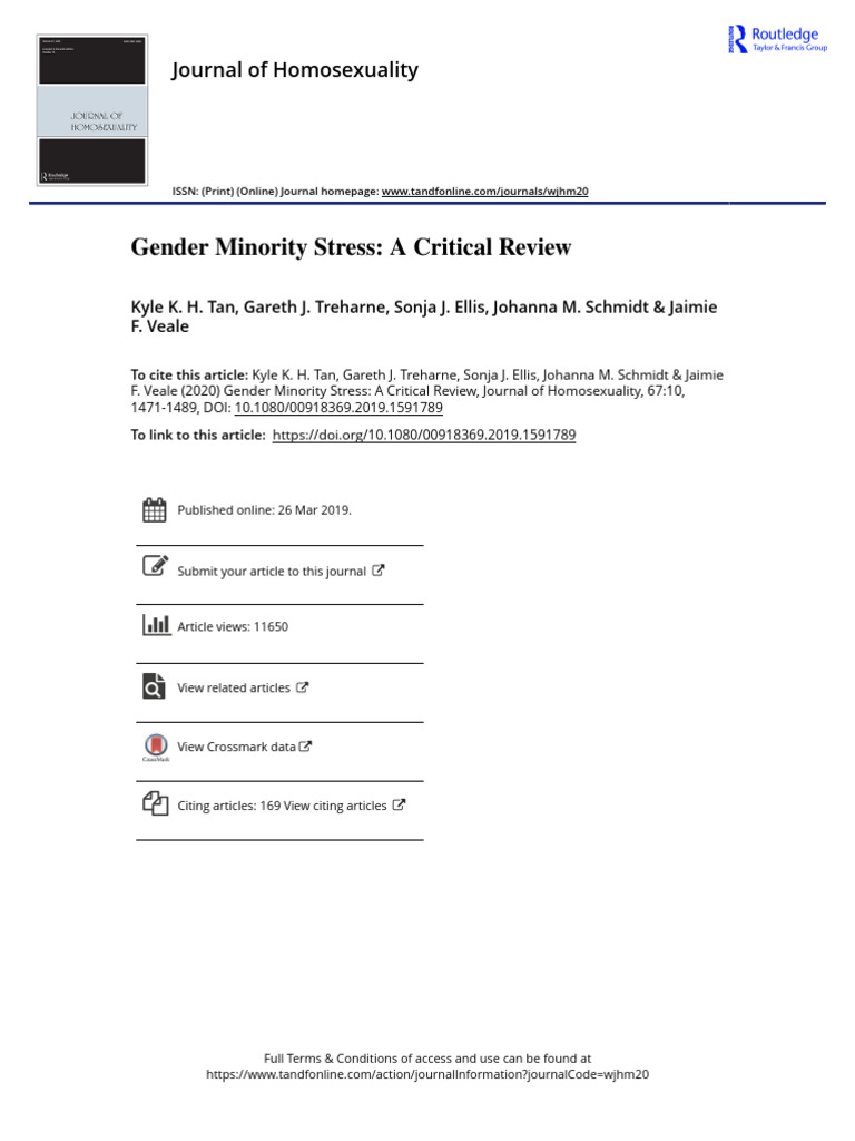 Gender Minority Stress A Critical Review | PDF | Intersectionality | Transgender