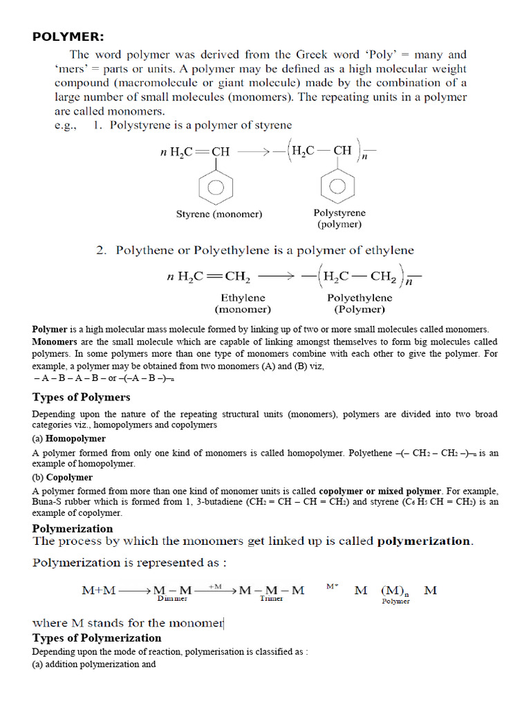 UNIT 4 Complete (01dec 2024) | PDF | Polymers | Polymerization