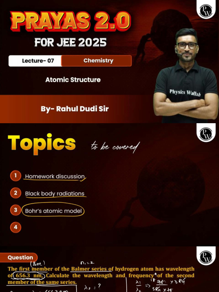 Atomic Structure 07 - Class Notes - Prayas JEE 2.0 2025 | PDF