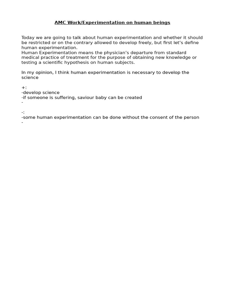 Human Experimentation | PDF