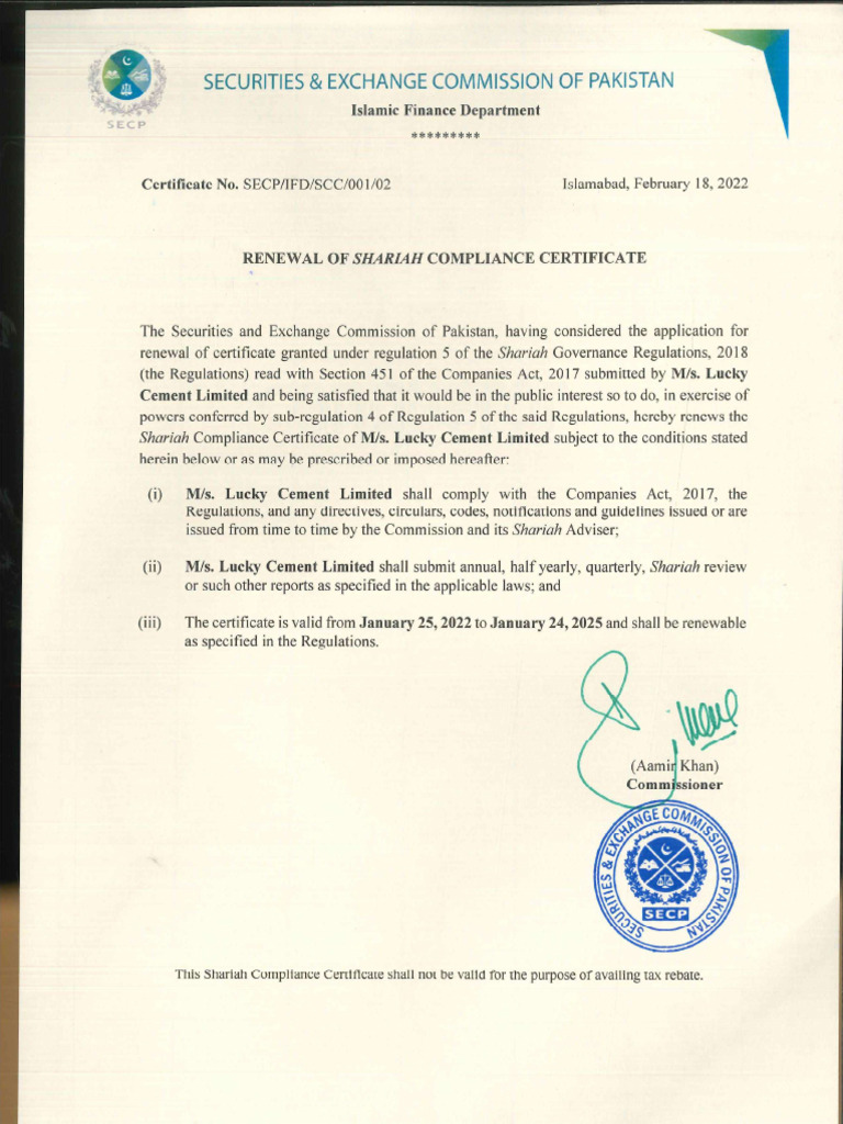 Sharia Compliance Certificate | PDF
