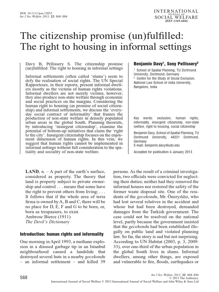 Int J Soc Welfare - 2013 - Davy - The Citizenship Promise Un Fulfilled ...