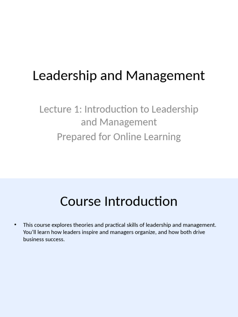 Leadership and Management Lecture1 FINAL 2025 | PDF | Leadership | Transformational Leadership