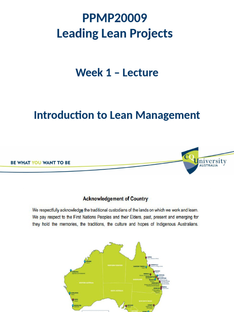 Week 1 Lecture Slides | PDF | Lean Manufacturing | Six Sigma