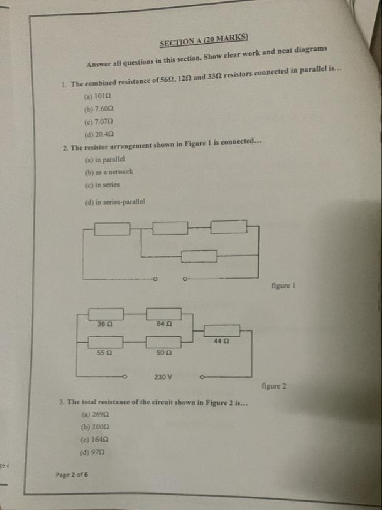 Applied Electricity Past Questions | PDF | Series And Parallel Circuits ...