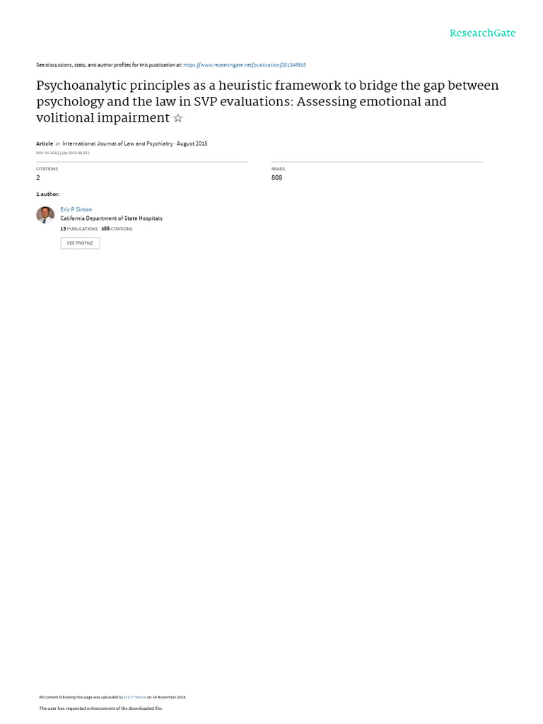 2015 - Simon - A Psychoanalytic Principles As A Heuristic Framework To ...