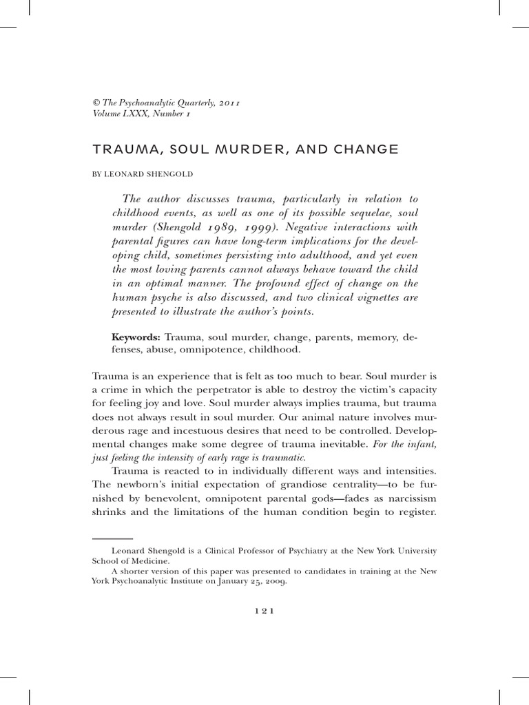 Trauma and Soul Murder in Childhood | PDF | Psychological Trauma ...