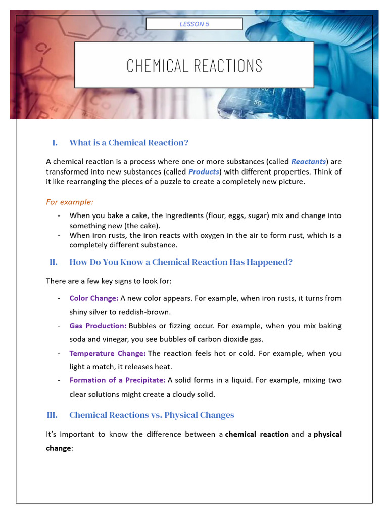 Understanding Chemical Reactions Basics | PDF | Chemical Substances ...