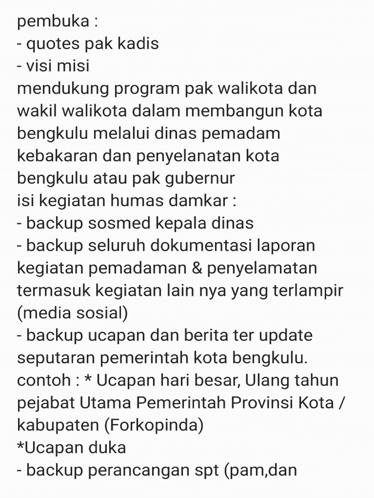 Mentahan Humas Damkar | PDF