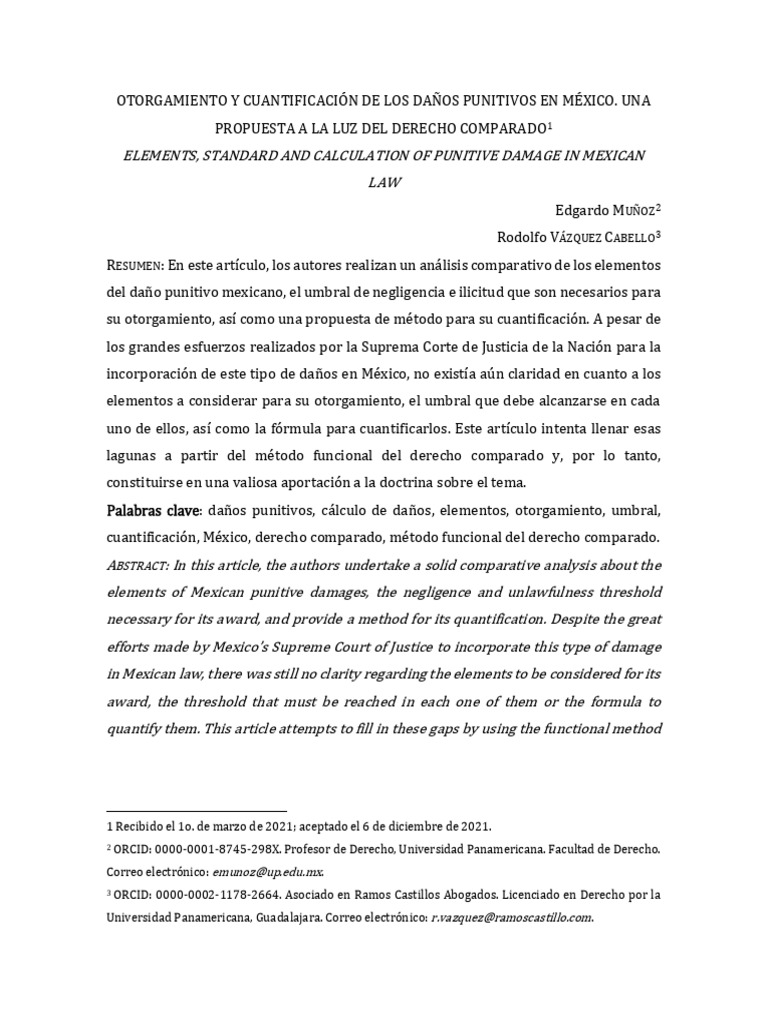 OTORGAMIENTO Y CUANTIFICACIÓN DE LOS DAÑOS PUNITIVOS | PDF | Daños y ...