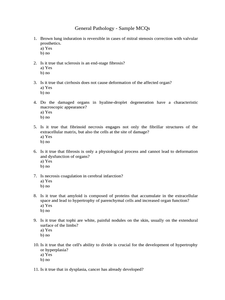 General Pathology Mcqs | PDF | Embolism | Thrombosis
