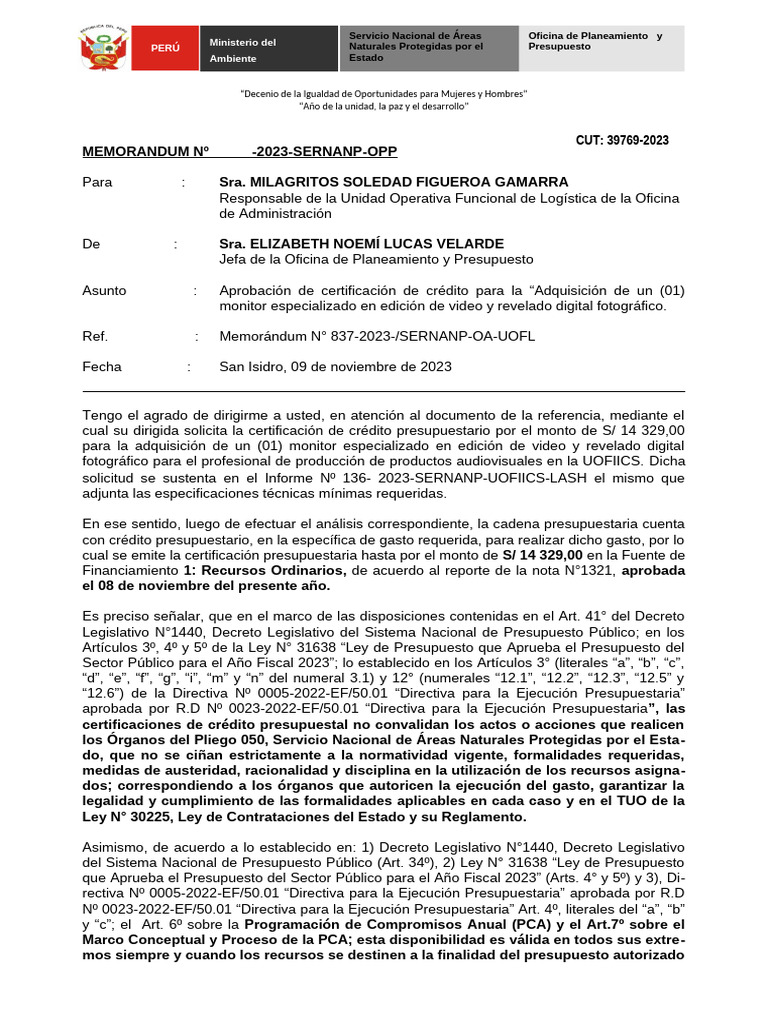 Proyecto de MEMO # XXX - 2023 - OPP - CERT 840 CUT 39769-2023 | PDF | Presupuesto | Presupuesto ...