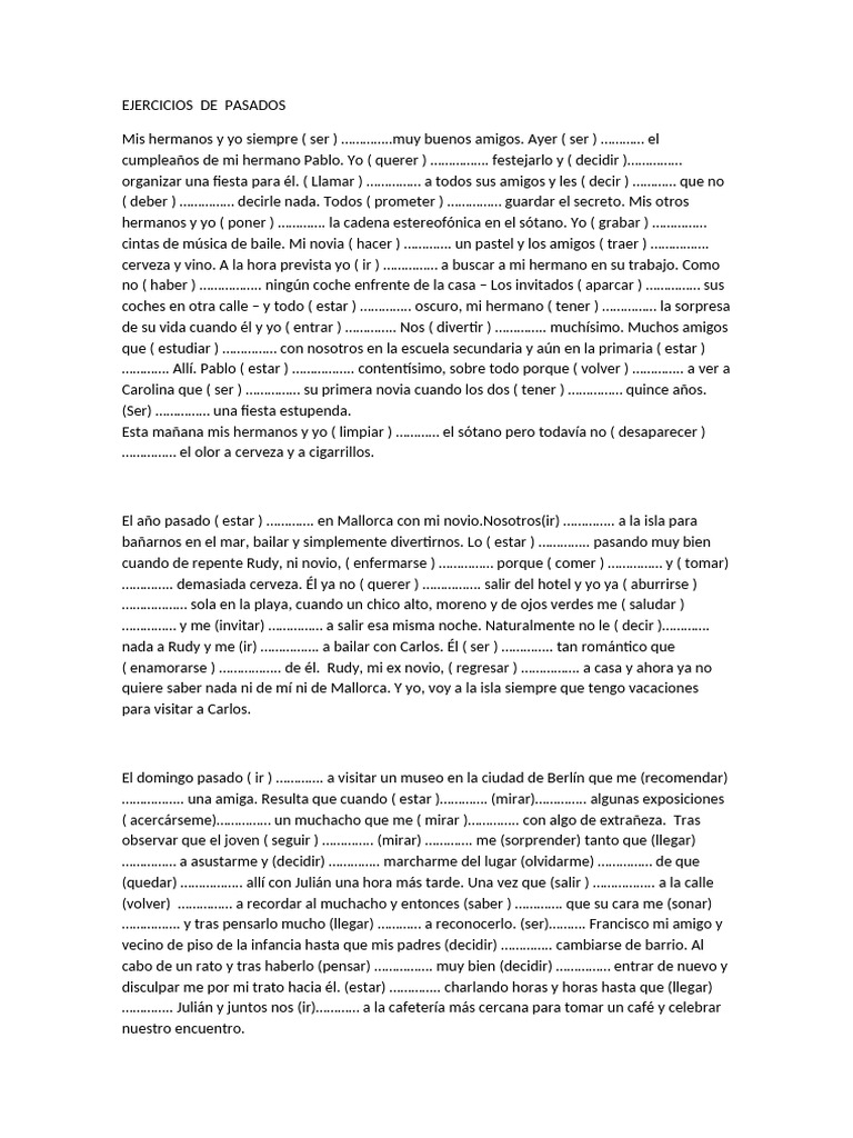 2 Ejercicios de Pasados | PDF
