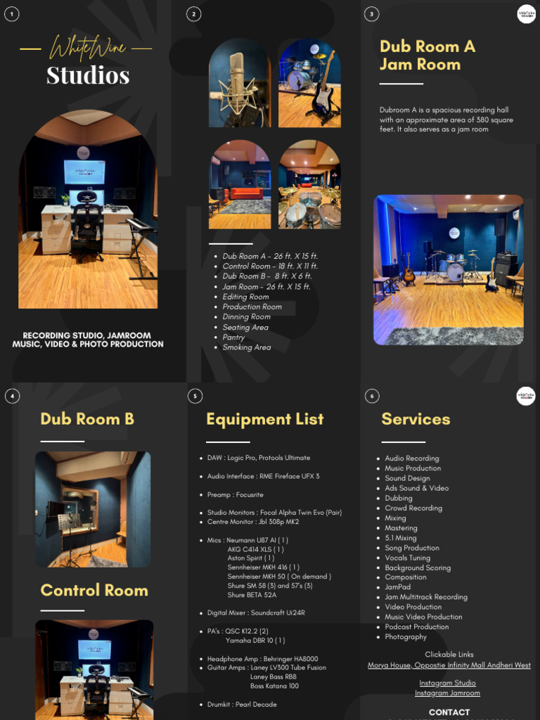 WhiteWine Studios Brochure | PDF | Sound Production Technology | Recording