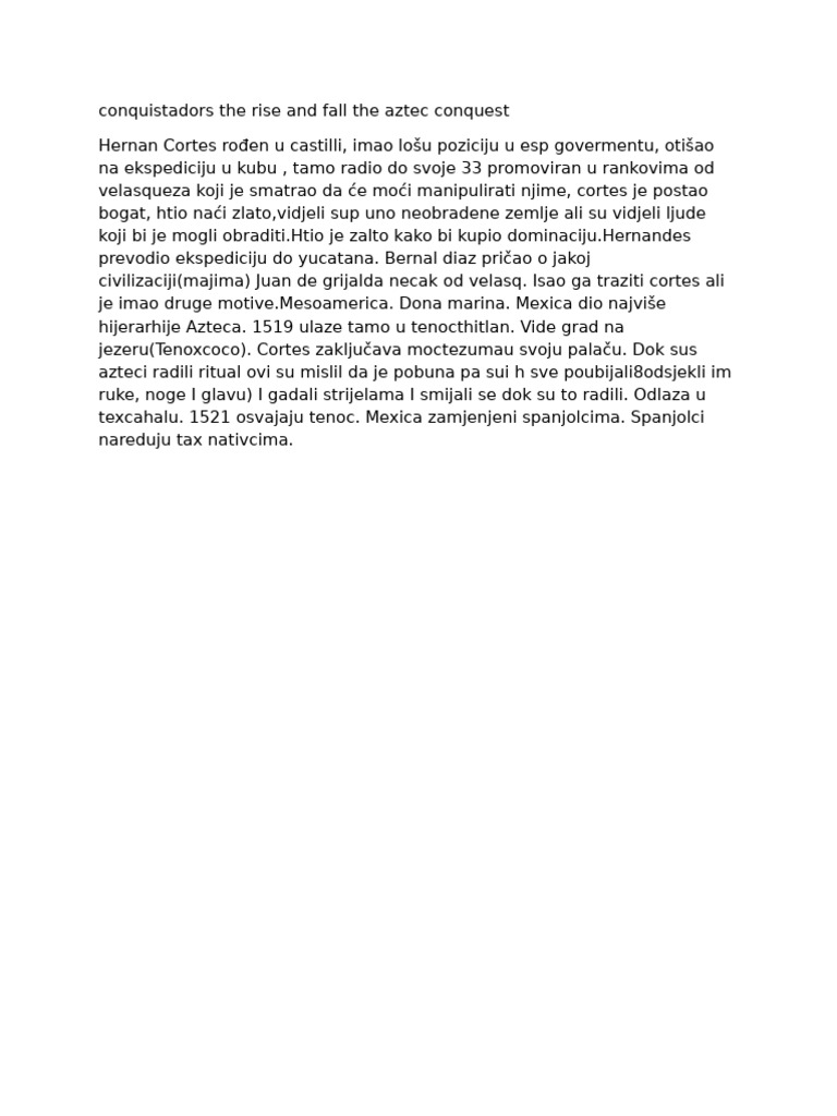 Conquistadors The Rise and Fall The Aztec Conquest | PDF