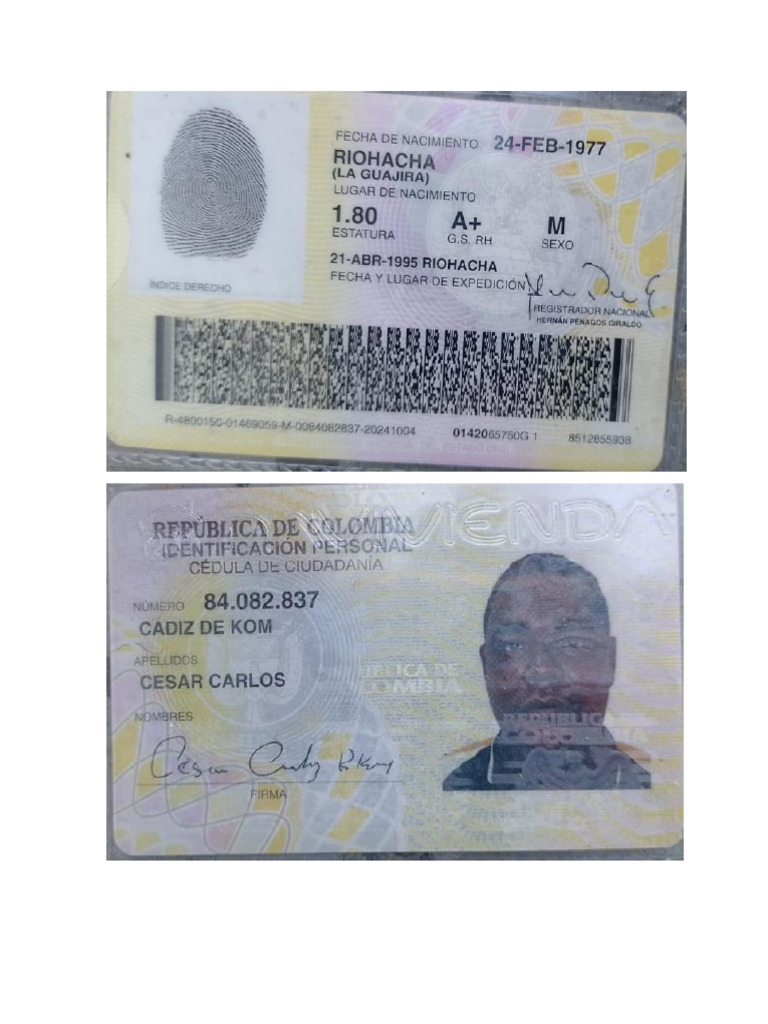 Cedula Cesar Cadiz Dekom | PDF