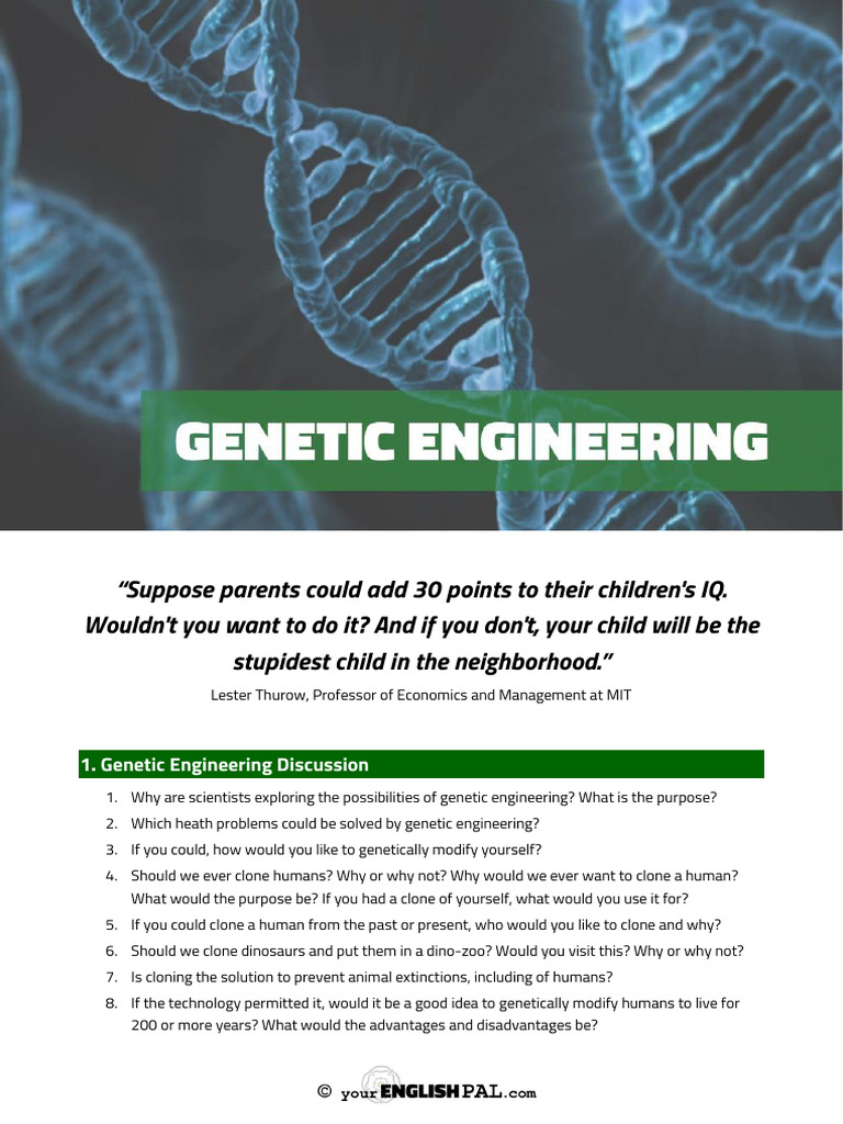 Your English Pal ESL Lesson Plan Genetic Engineering Student v1 | PDF ...