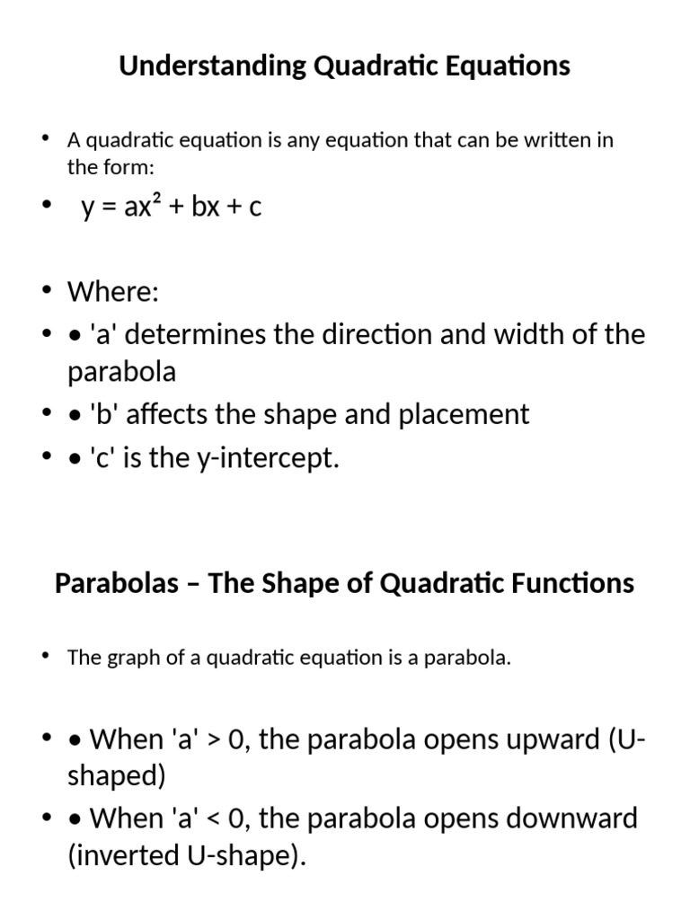 Quadratic Equations Presentation | PDF