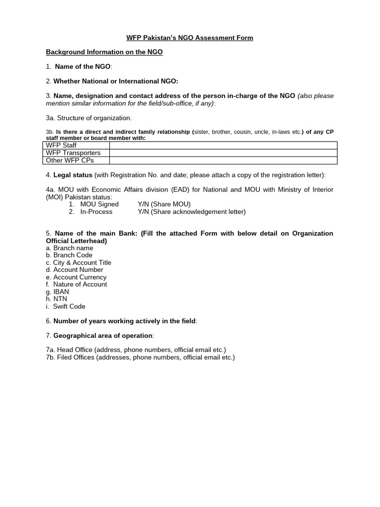 4-NGO Assessment Form | PDF