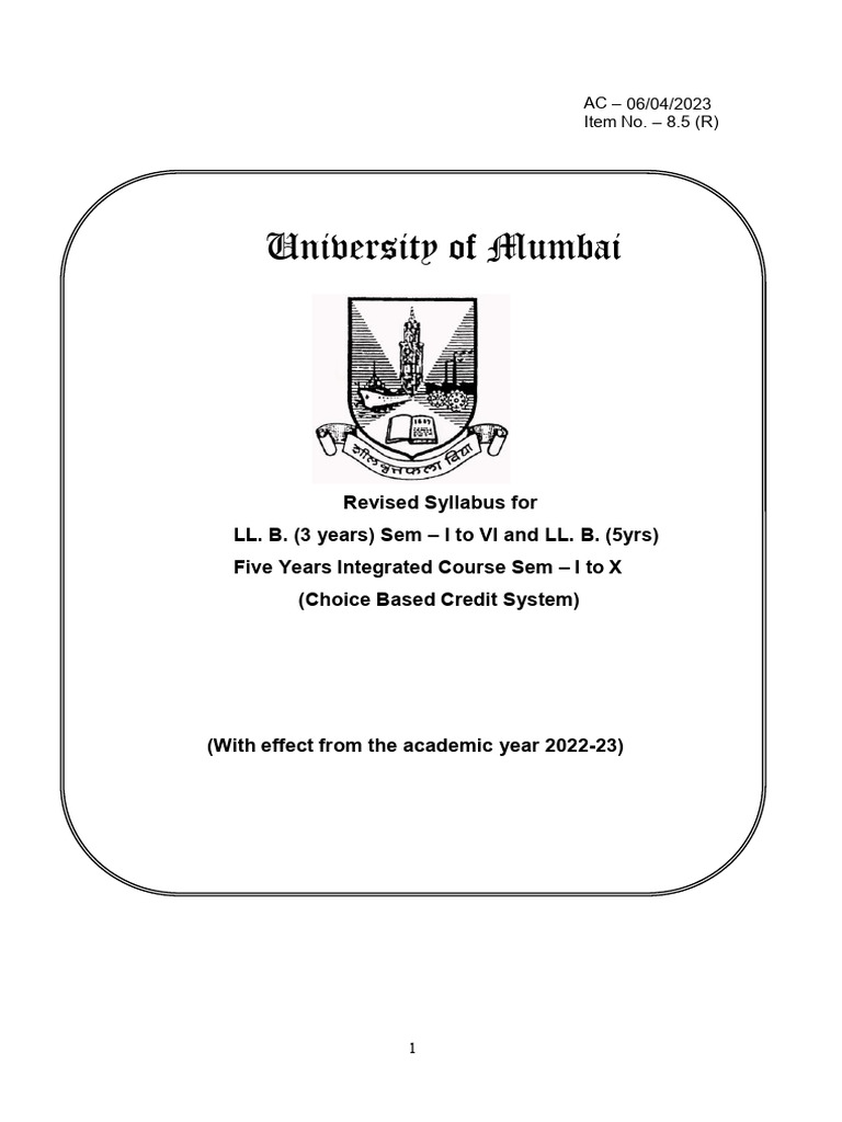 Revised LL.B. Syllabus 2022-23 | PDF | Tort | Legal Remedy