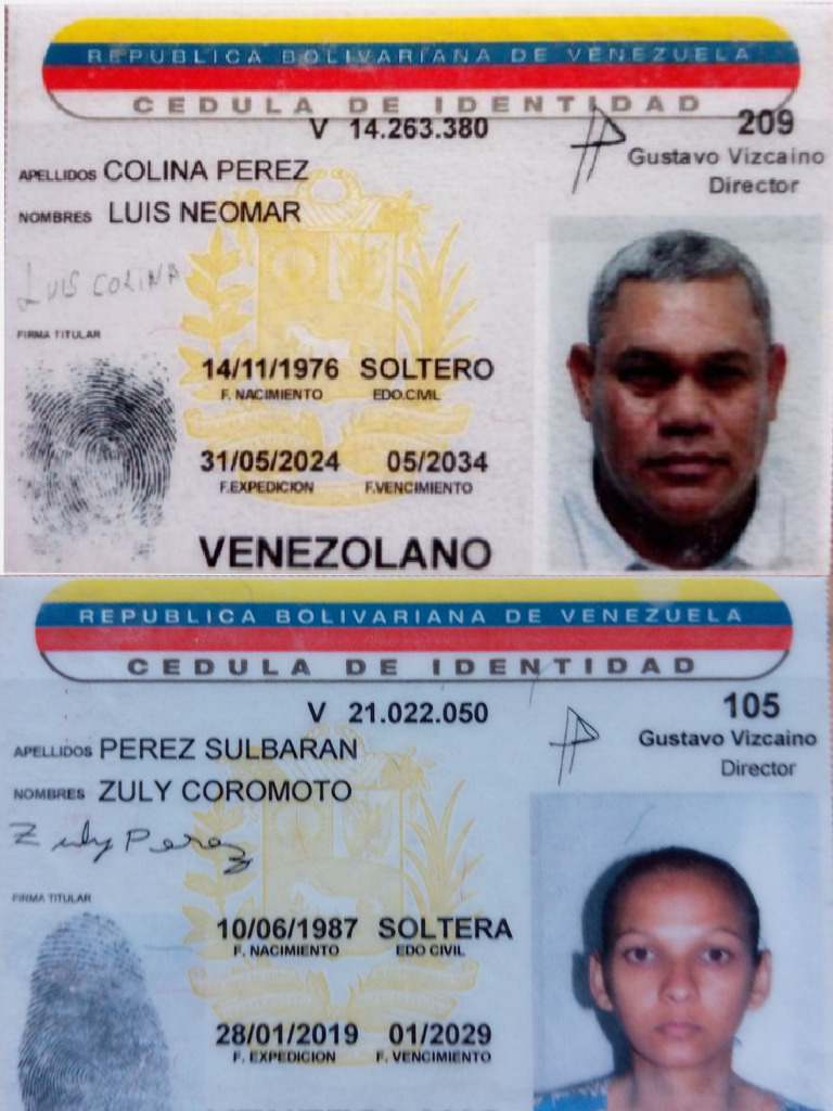 Cédula de Identidad de Padres Gresbis Colina | PDF