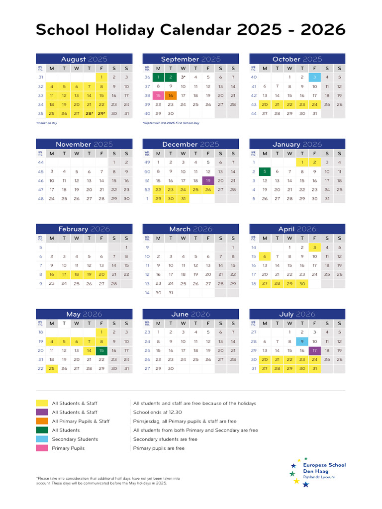 School Holiday Calendar 2025 - 2026 | PDF
