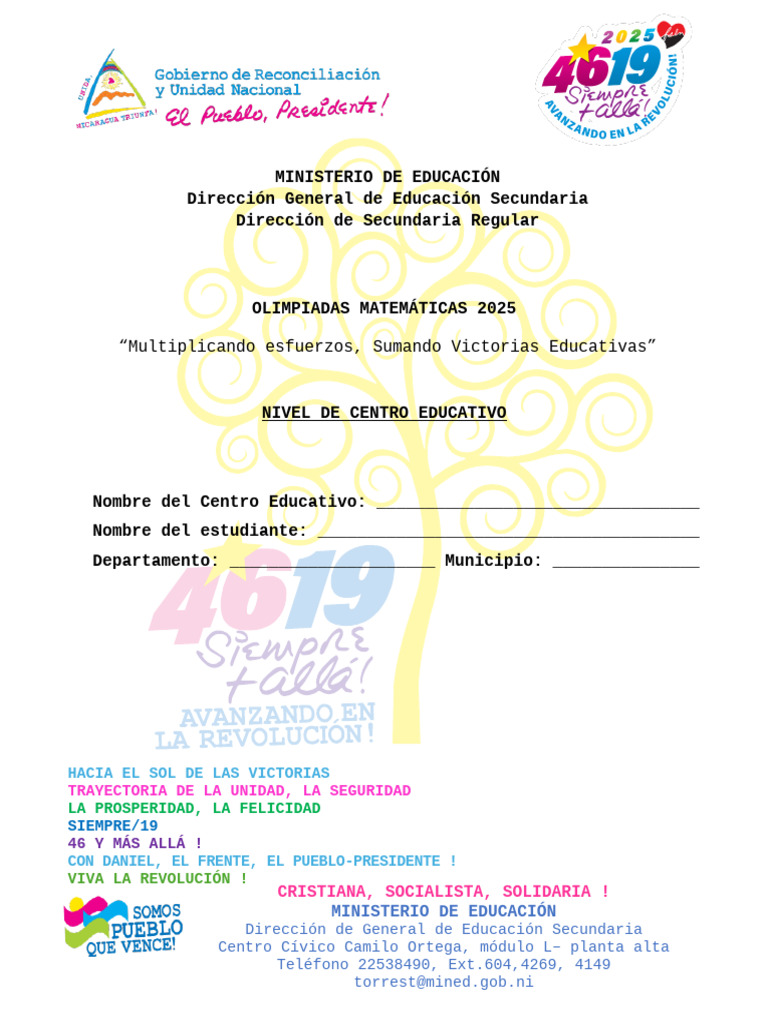Prueba Olimpiada de Matemática (Etapa Centro Educativo) 2025 | PDF | Álgebra | Matemáticas