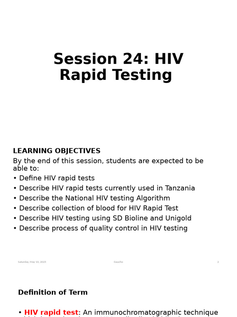 Session 24 HIV Rapid Testing | PDF | Diagnosis Of Hiv/Aids | Elisa