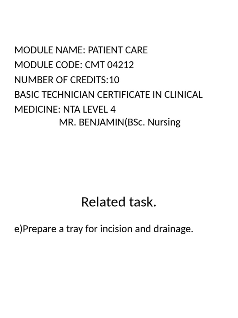 Incision and Drainage Tray Setup Guide | PDF | Wound | Surgery