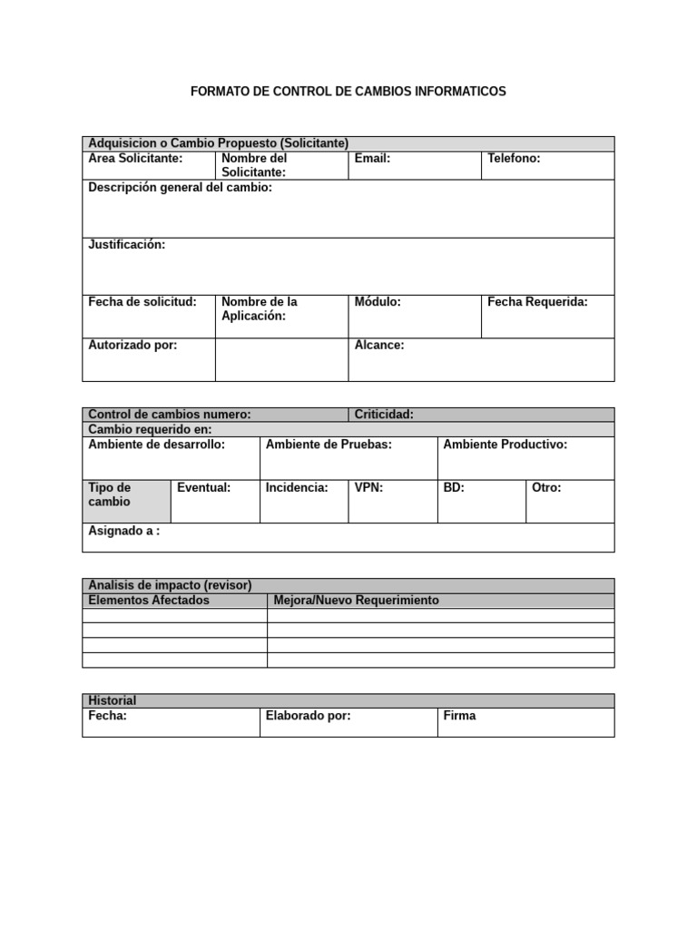 Control de Cambios Informáticos Efectivo | PDF