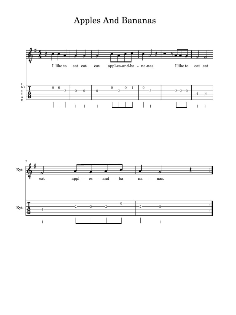 Apples and Bananas Song Lyrics | PDF