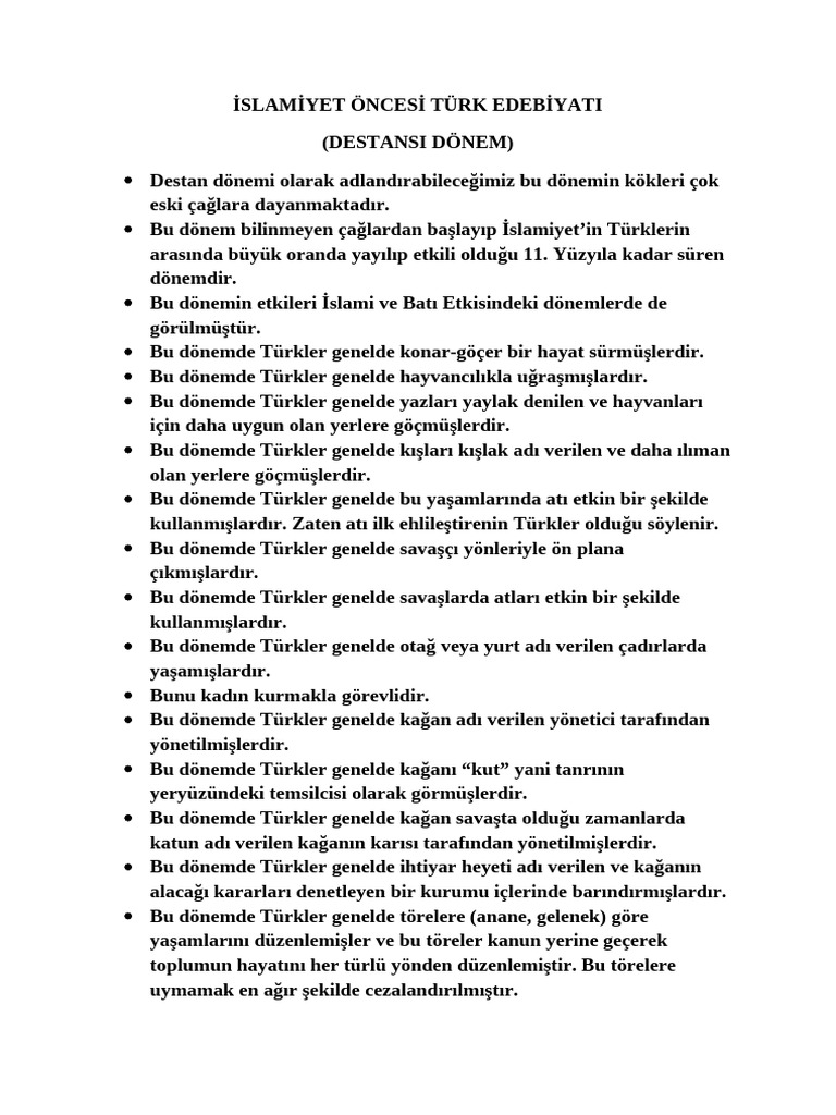 Islamiyet Oncesi Turk Edebiyati | PDF