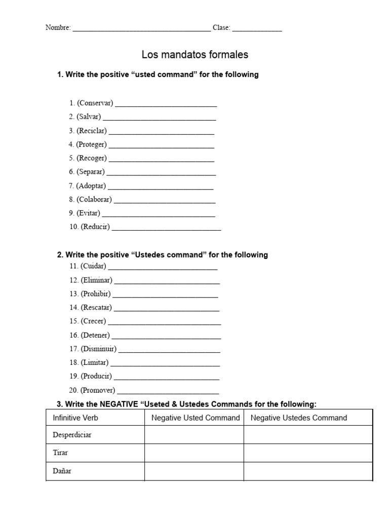 HDT Usted Ustedes Commands | PDF | Natural Environment