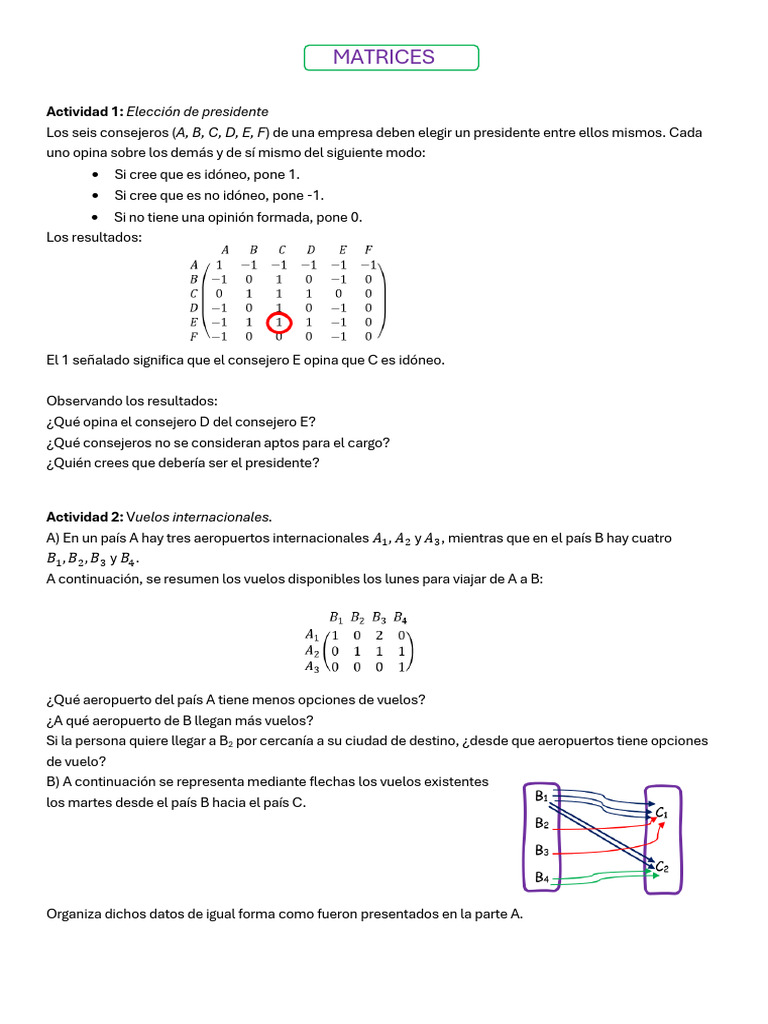 MATRICES (Primera Parte) | PDF | Matriz (Matemáticas) | Multiplicación