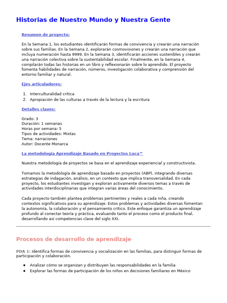 3° Historias de Nuestro Mundo y Nuestra Gente | PDF | Aprendizaje ...
