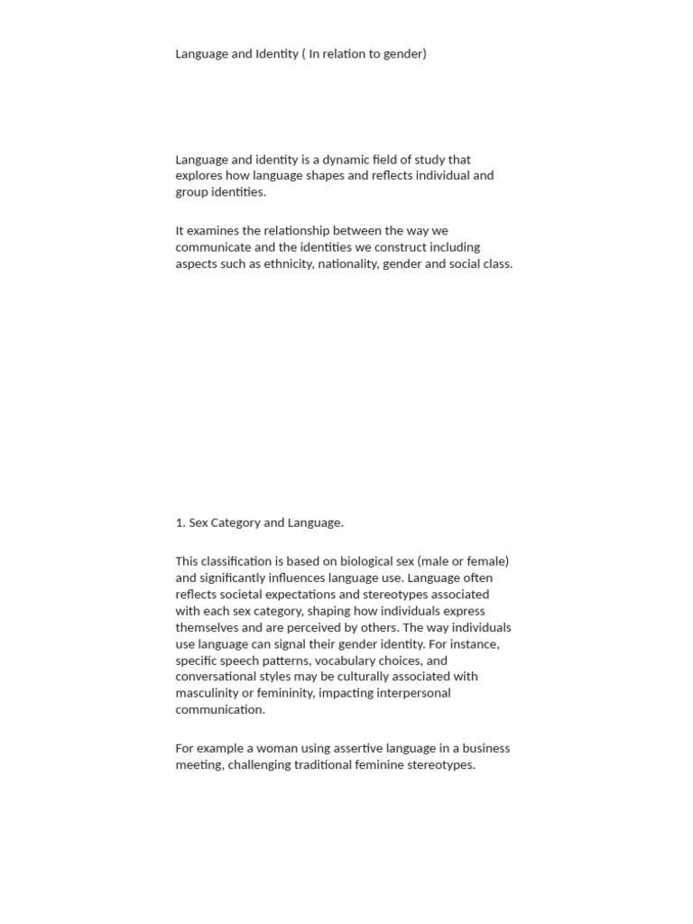 Language and Identity | PDF | Gender | Gender Studies