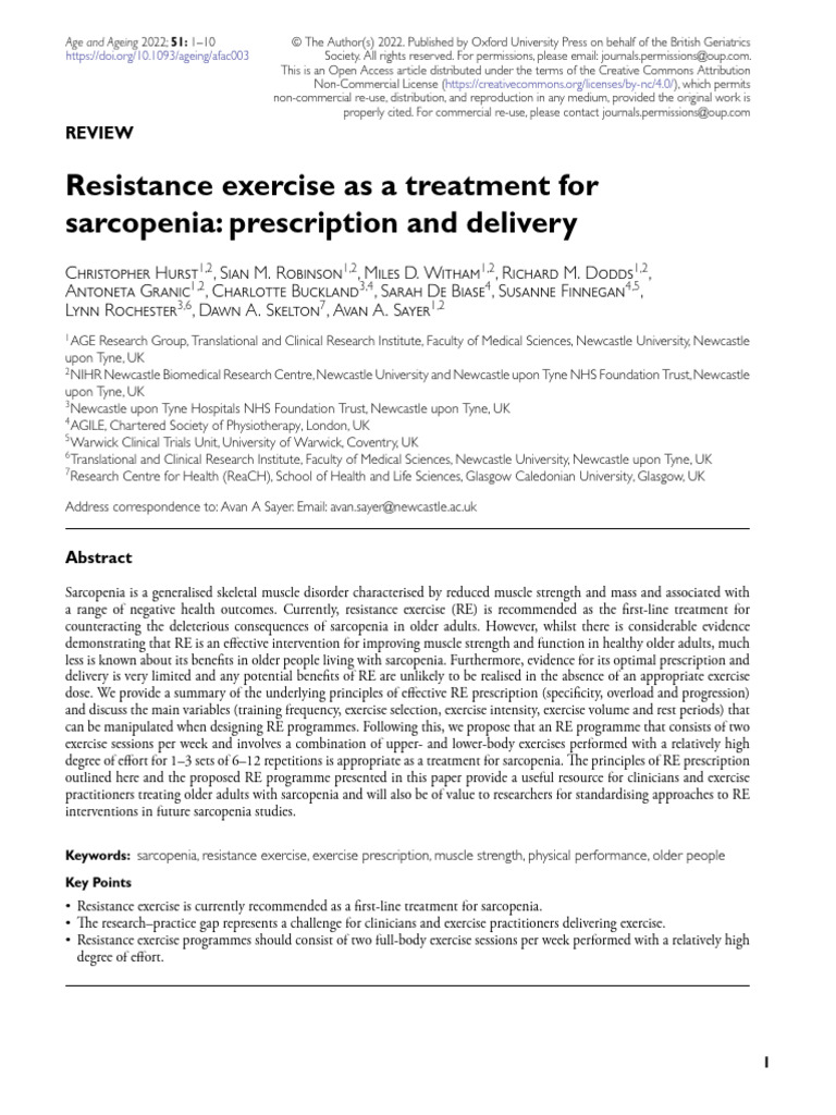 Resistance Exercise For Sarcopenia | PDF | Strength Training | Physical ...