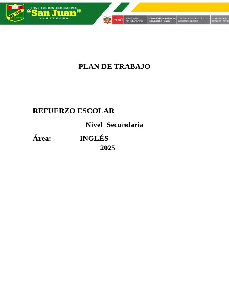 2025PLAN de REFUERZO ESCOLAR 2024 1ro 2do 3ro 4to 5to 29 Mayo | PDF ...